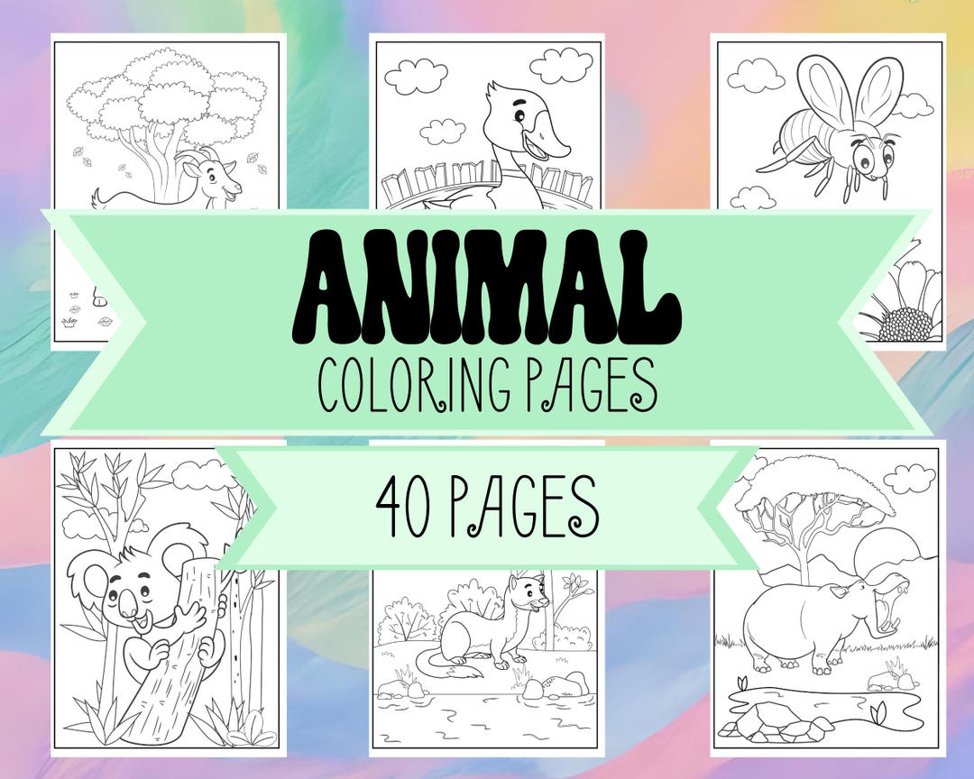 40 Cute Animal Coloring Book Pages - Zoo, Farm, Land & Sea, Desert ...