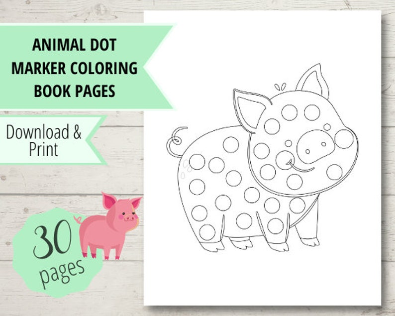 Dot Marker Activity Pages Animal Dot Art Coloring Pages | Etsy