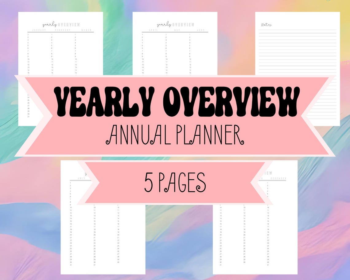 Yearly Overview Planner - Daily Tracker by Month - Use for School ...