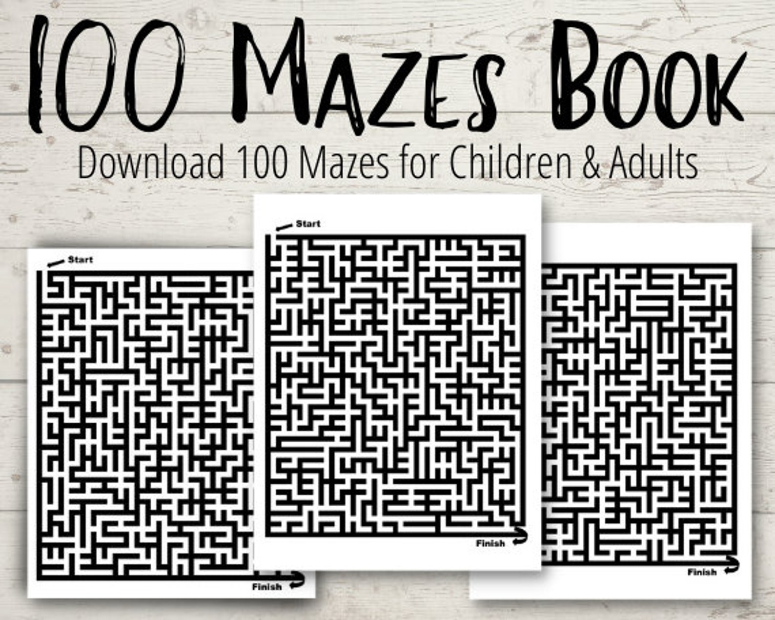 Book of 100 Mazes Download & Print Maze Puzzle Book | Etsy