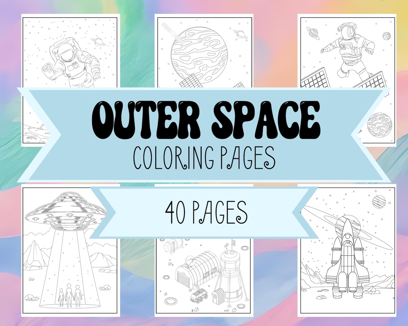 Astronaut, Outer Space, Rockets, Planets, and UFO Coloring Sheets for ...