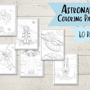 Astronaut, Outer Space, Rockets, Planets, and UFO Coloring Sheets for ...