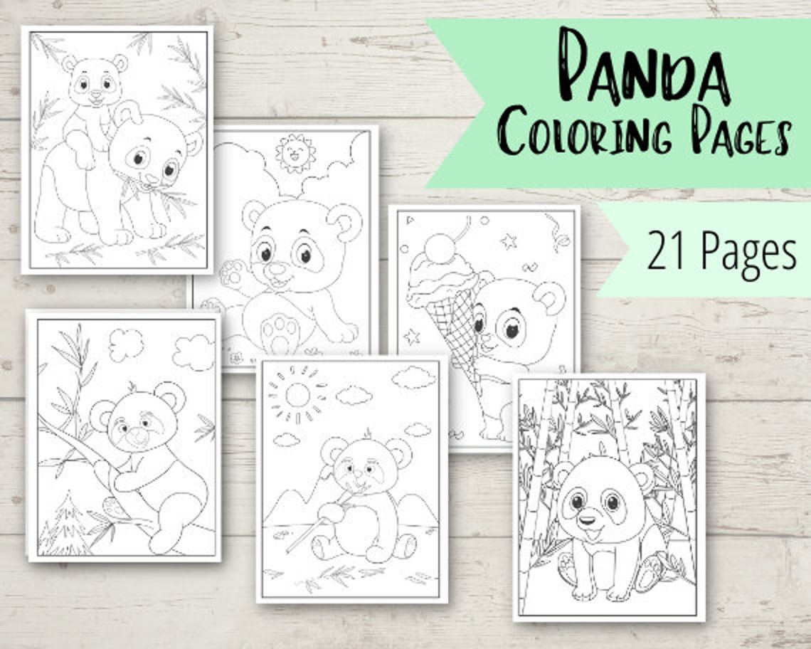 Panda Bear Coloring Book Pages 21 Coloring Pictures of | Etsy
