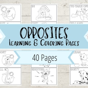 Opposites Learning & Coloring Pages - Teaching Opposites in the ...
