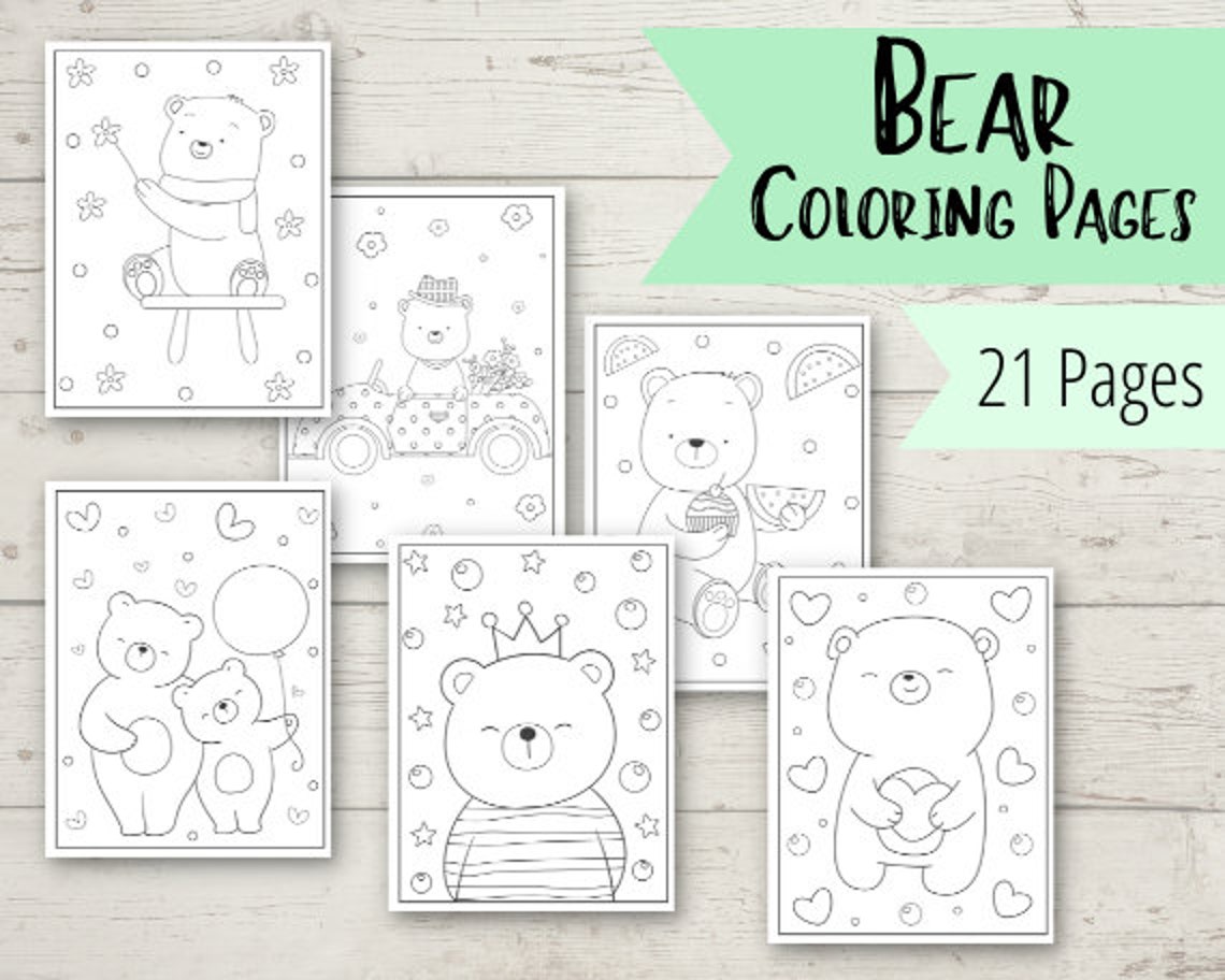 21 Bear Coloring Book Pages - Teddy Bears, Baby Bears, Happy Bears ...