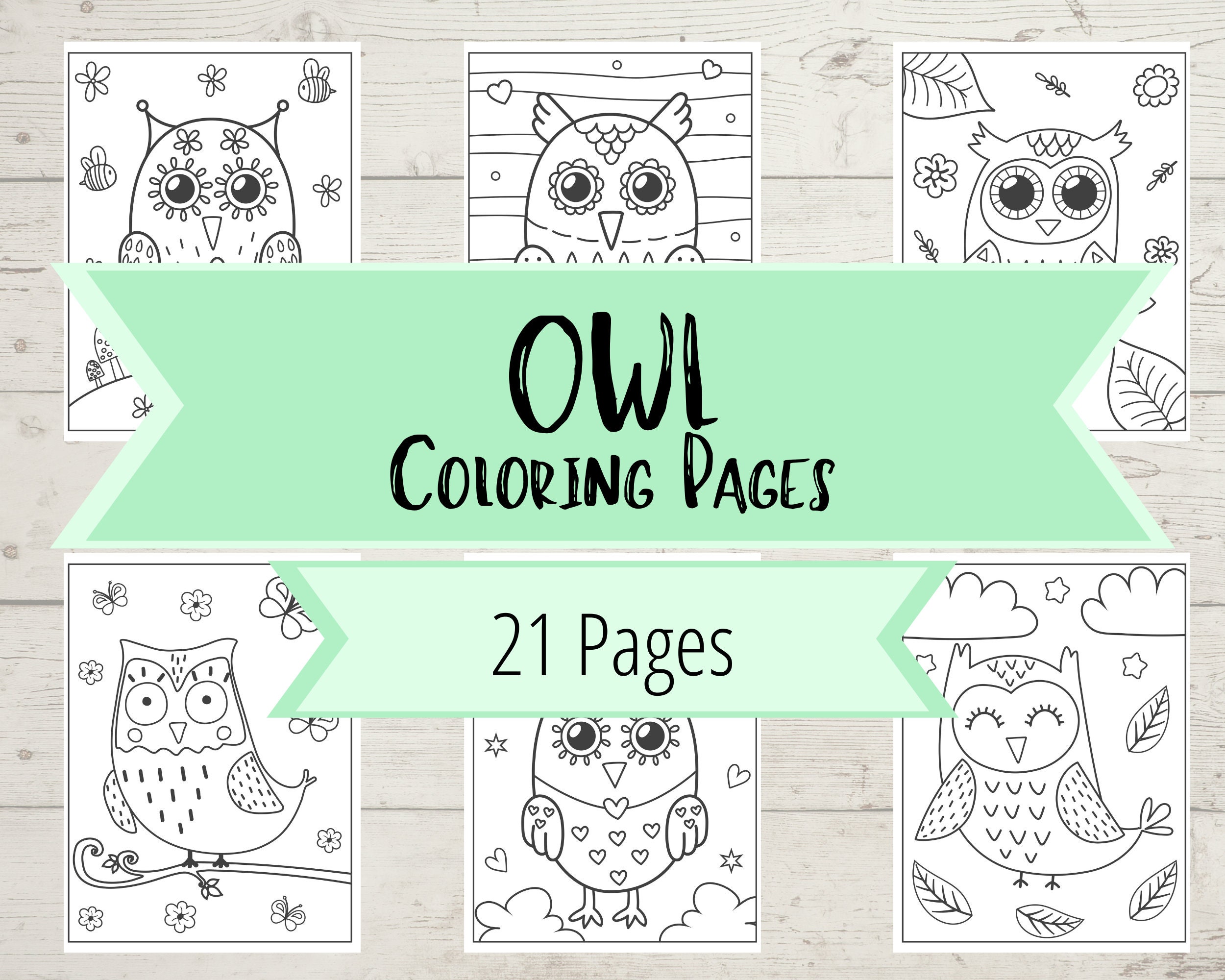 Owl Coloring Book Pages 21 Owl Pictures to Color Owls, Birds, Outdoors ...
