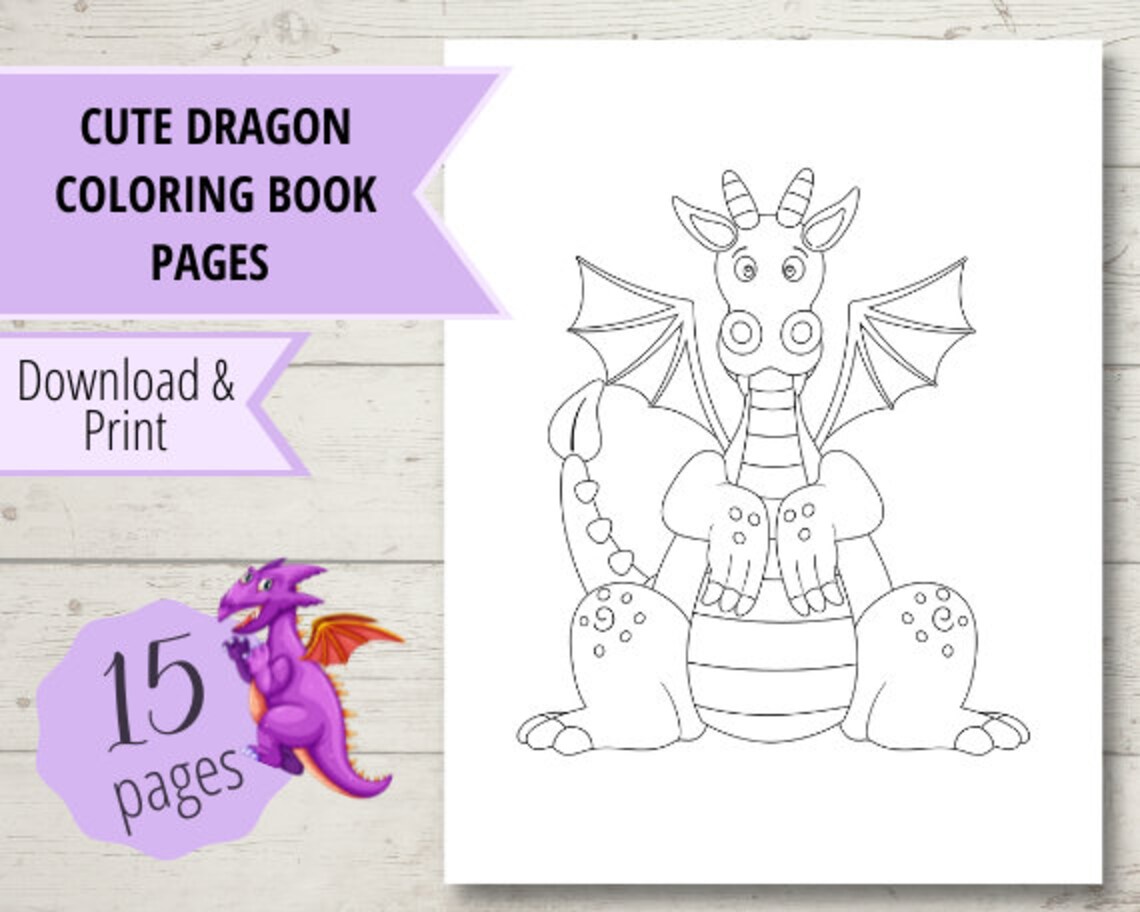 Dragon Coloring Book Pages Printable Coloring Pages for - Etsy