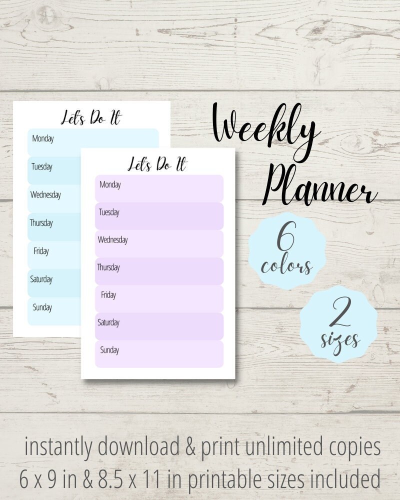 Let's Do It Weekly Day Printable Planner Daily and - Etsy