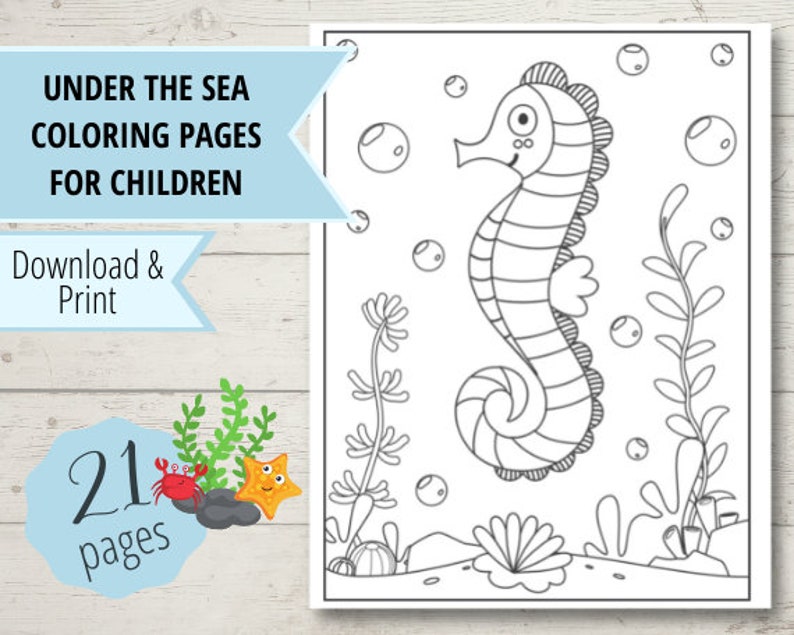 Sea Animal Coloring Book Pages Ocean Creature Coloring Book - Etsy