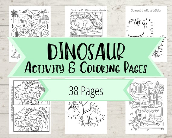 Dinosaur Activity Book Printable Mazes Connect the Dots - Etsy