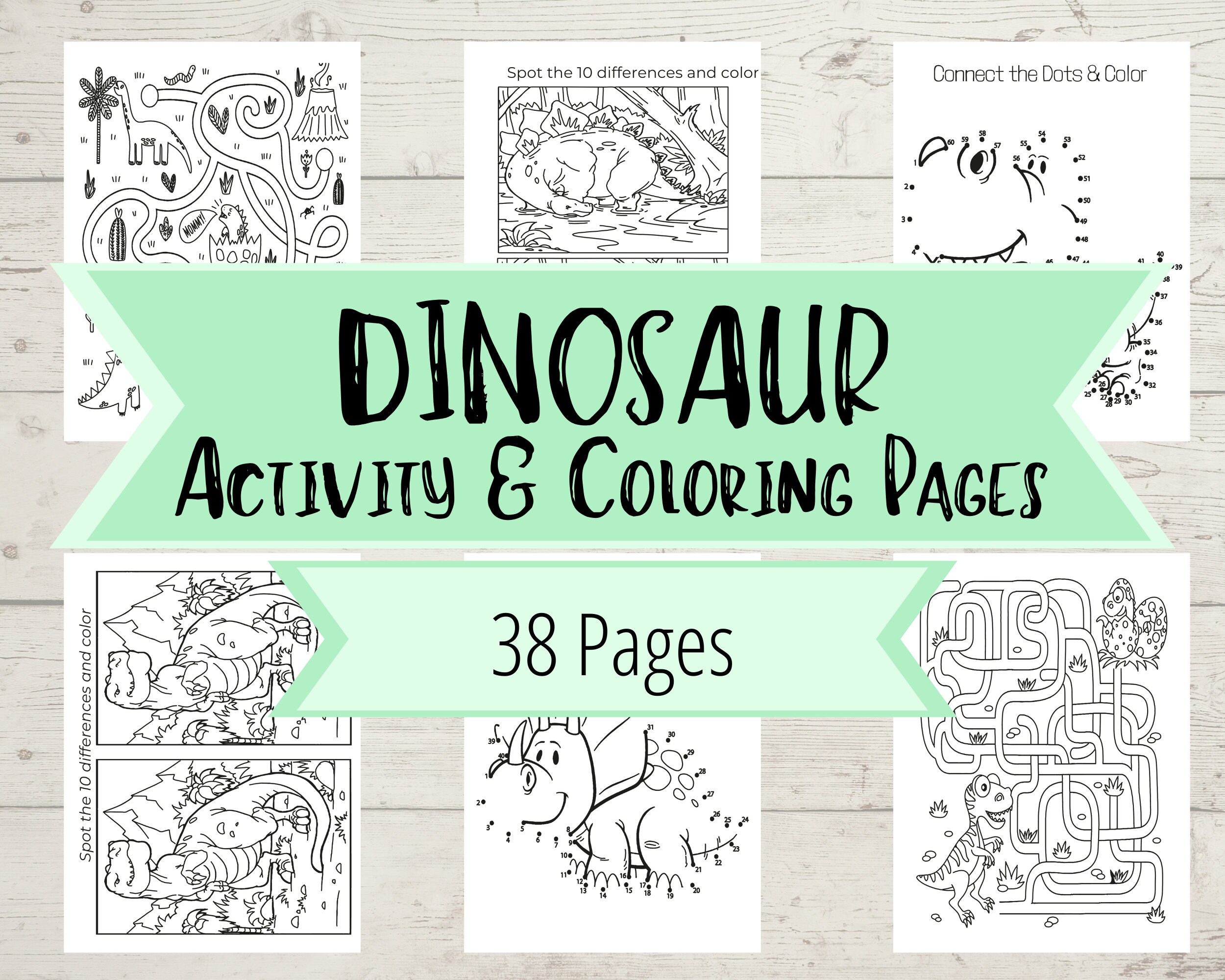 Dinosaur Activity Book Printable Mazes Connect the Dots - Etsy