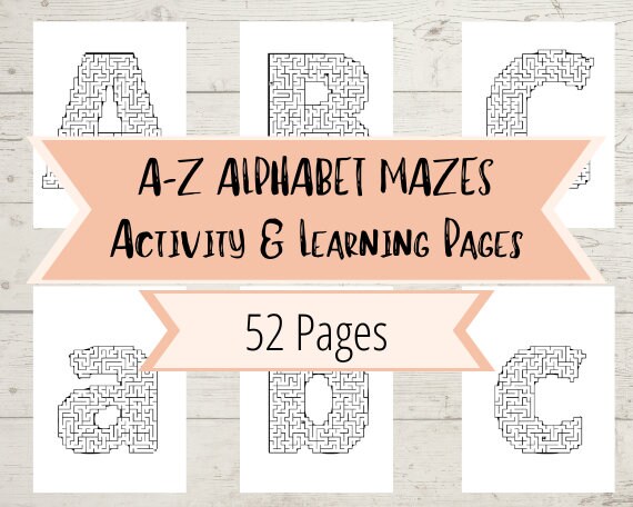 A to Z Letter Mazes Solutions Included Uppercase & - Etsy
