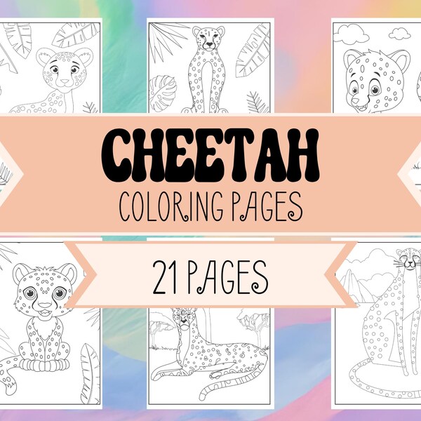 Cheetah Colouring Pages - Etsy