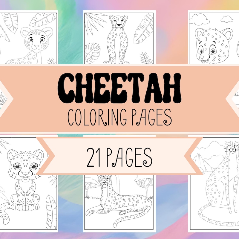 Cheetah Colouring Pages - Etsy