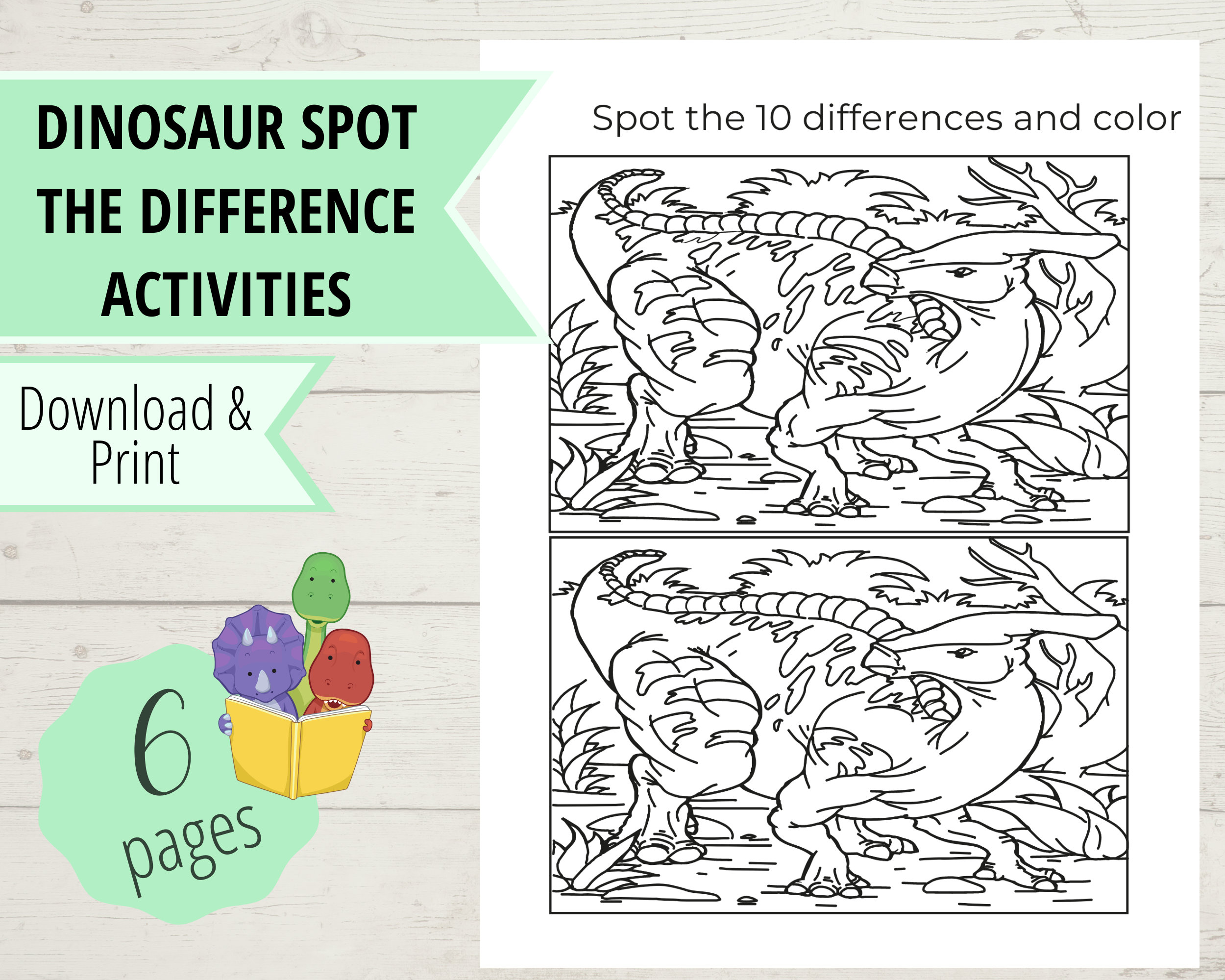 Dinosaur Activity Book Printable - Mazes, Connect the Dots, Spot the ...