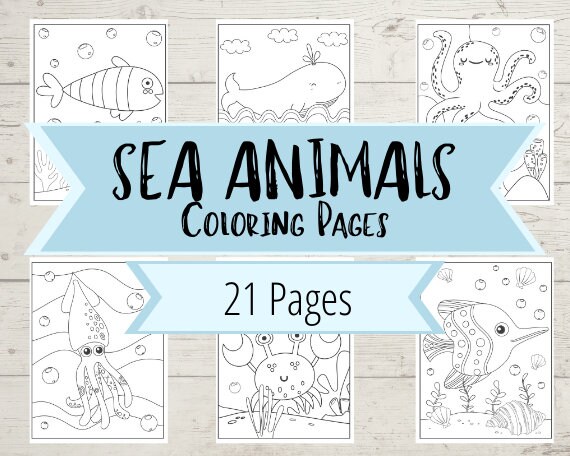 Sea Animal Coloring Book Pages Ocean Creature Coloring Book - Etsy