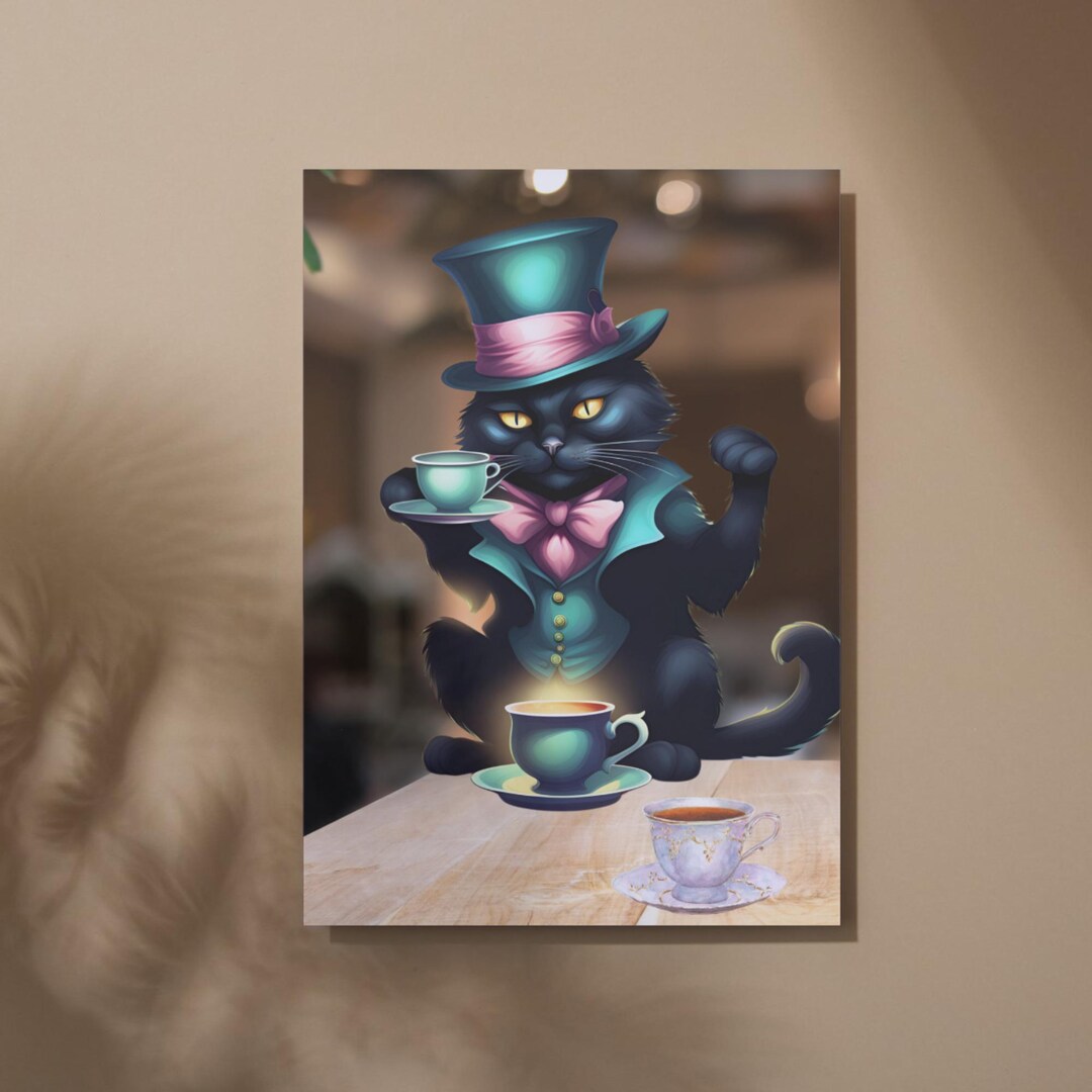Tea With Hatter Cat Digital Download, PNG, Sublimation, Instant ...