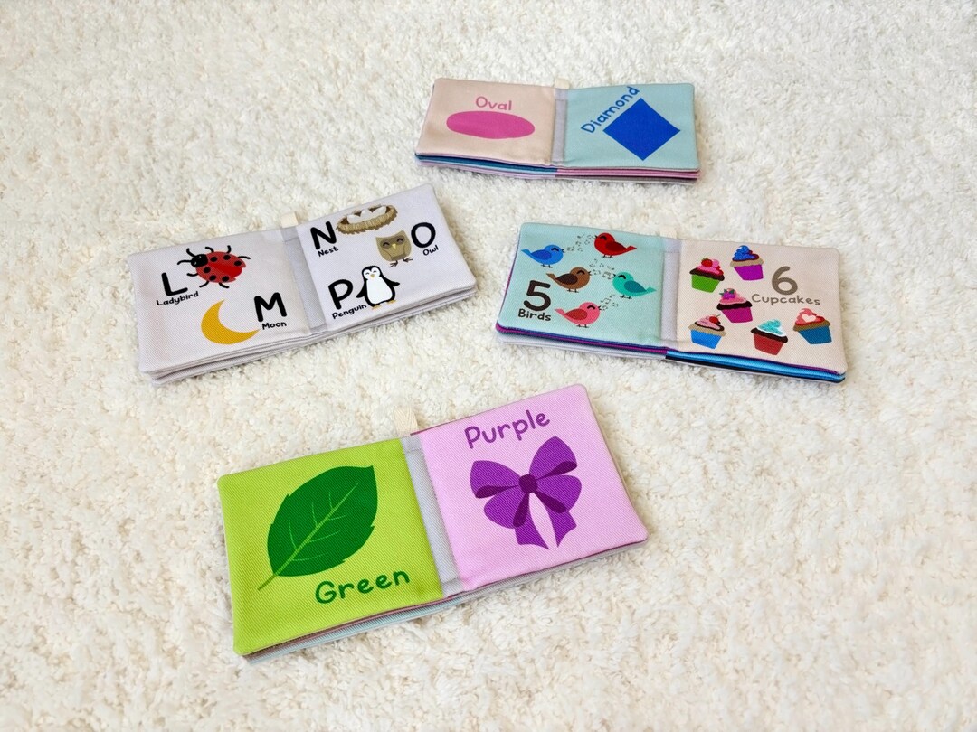 Set of 4 Cotton Soft Books Collection: Alphabet, Numbers, Shapes ...