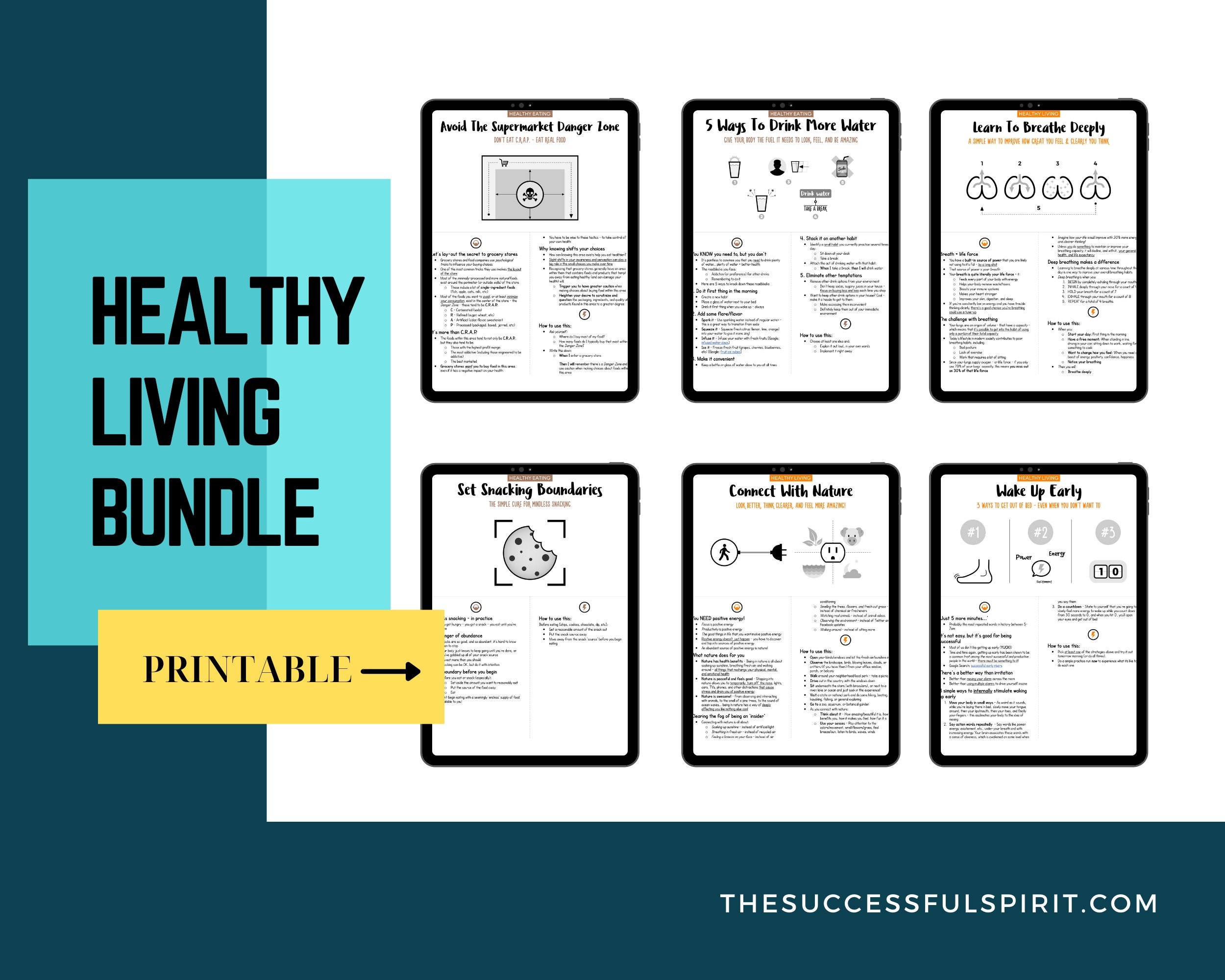 Healthy Living | Healthy Eating | Printable Bundle | PDF and PNG ...