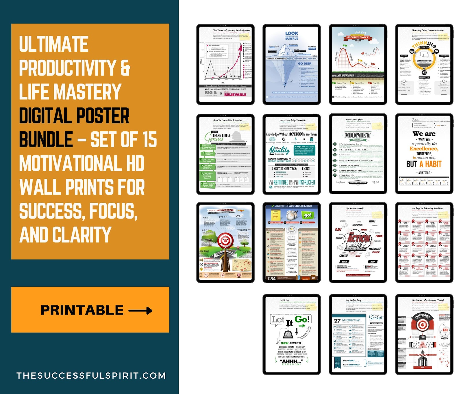 Ultimate Productivity & Life Mastery Digital Poster Bundle – Set of 15 ...