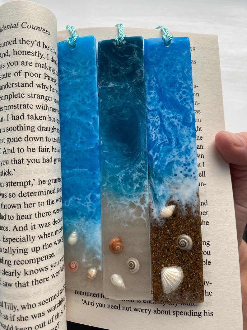 Ocean Resin Bookmark - Etsy