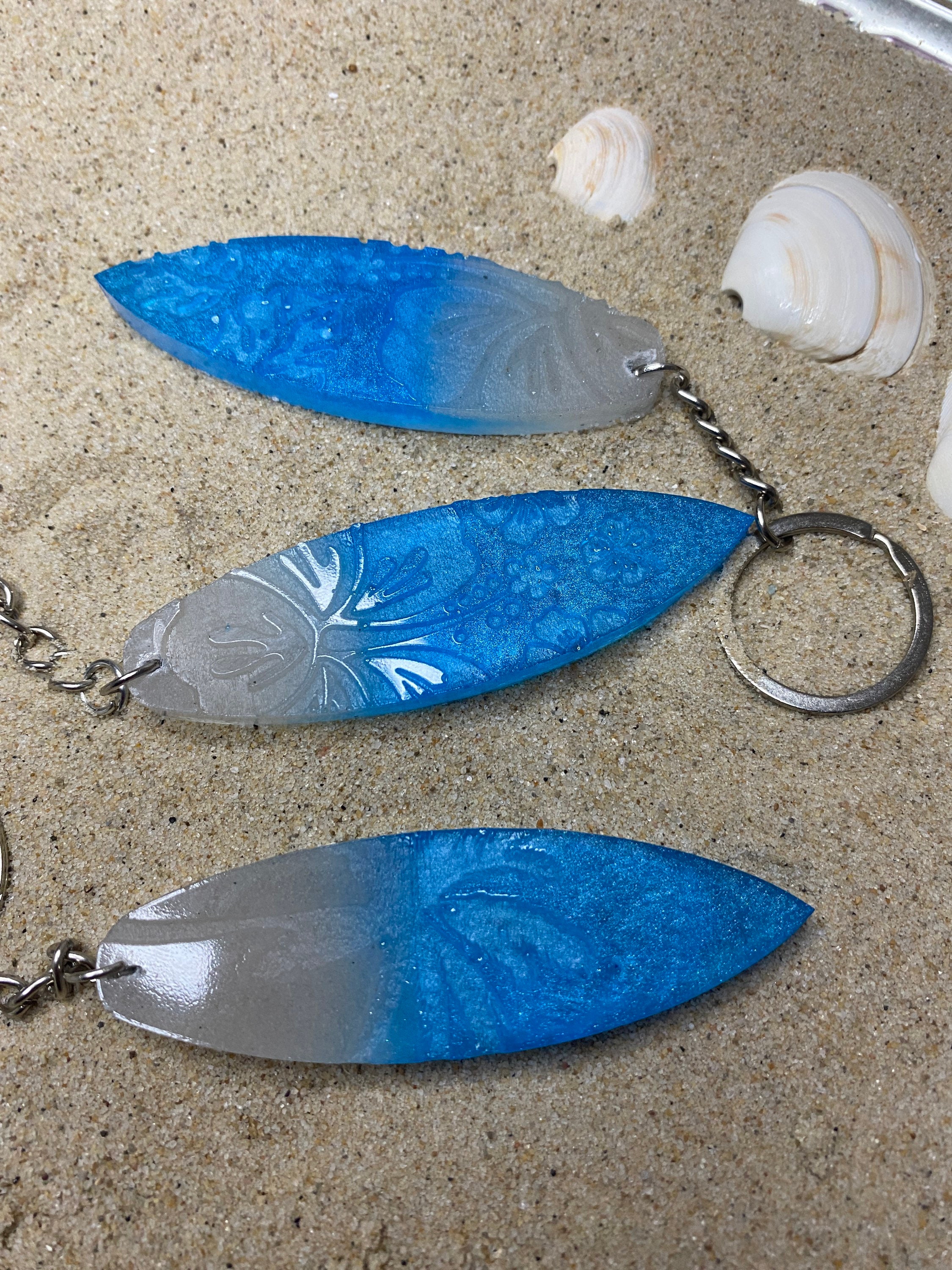 Resin Ocean Surfboard Keyring - Etsy