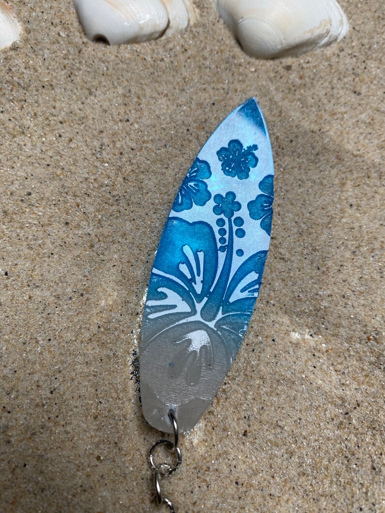Resin Ocean Surfboard Keyring - Etsy