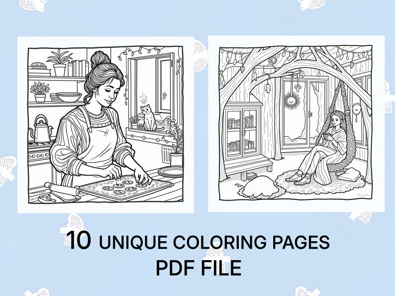 Girl Moments: A Cute & Cozy Coloring Book for Daily Relaxation - Etsy