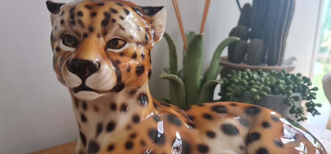 Leopard Statue. Small Italian Ceramiche Boxer Ceramic Lying - Etsy