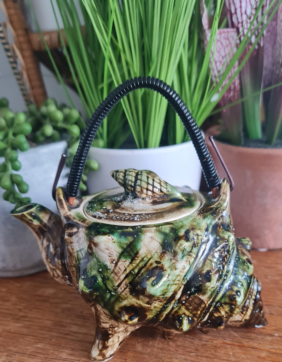 Small Shell Teapot Vintage Majolica Ceramic One Person Pot - Etsy