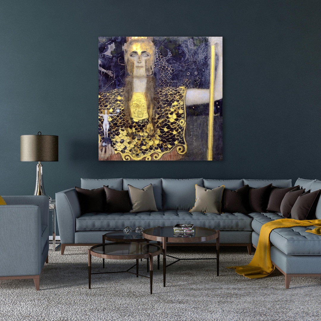 Gustav Klimt's Pallas Athena (1898) Canvas Wall Art, Pallas Athena ...