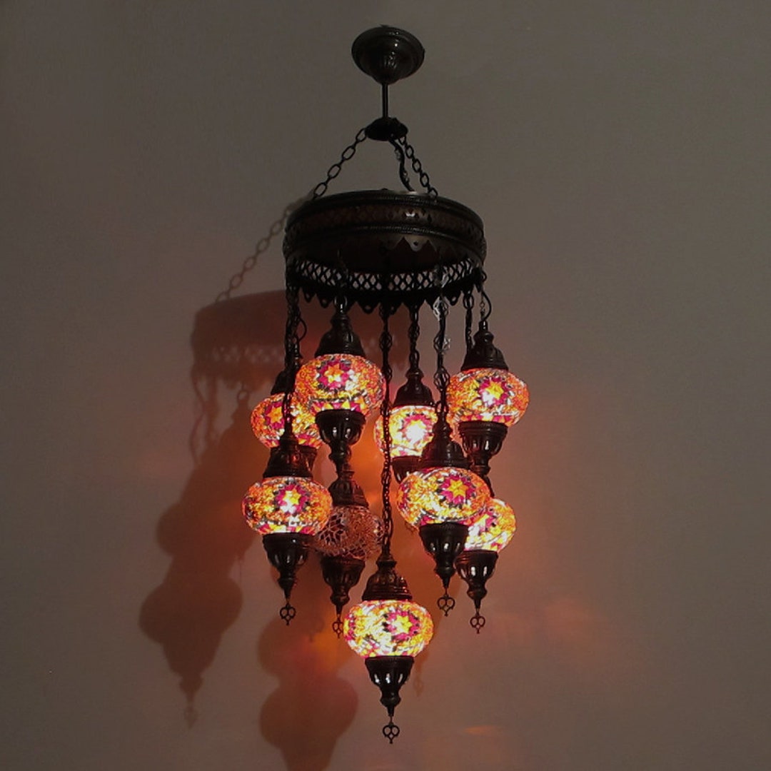 Turkish Ceiling Lamp 9 Balls , Ceiling Mosaic Turkish Light, Turkish ...