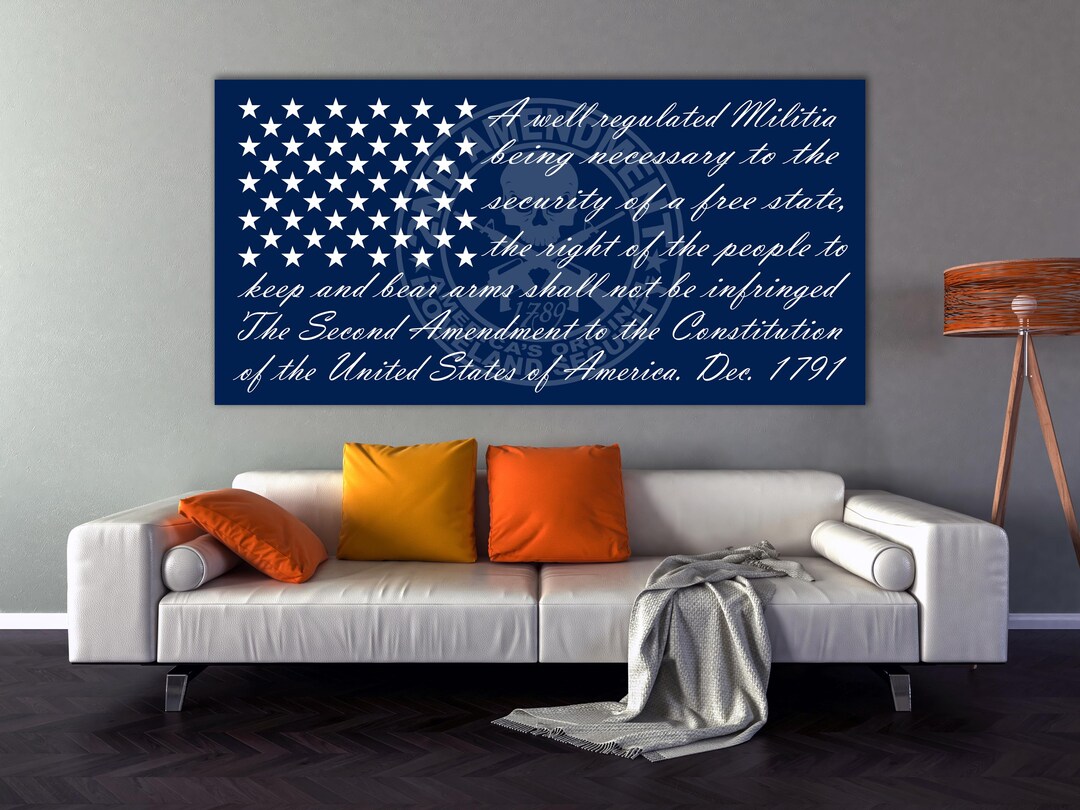 2nd Amendment Canvas Wall Art: Blue American Flag Decor - Etsy