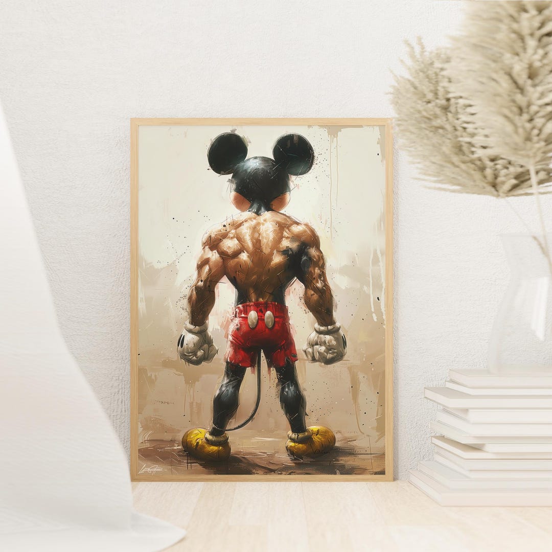 Mickey Mouse Canvas Wall Art, Boxer Mickey Motivation Wrapped Canvas ...