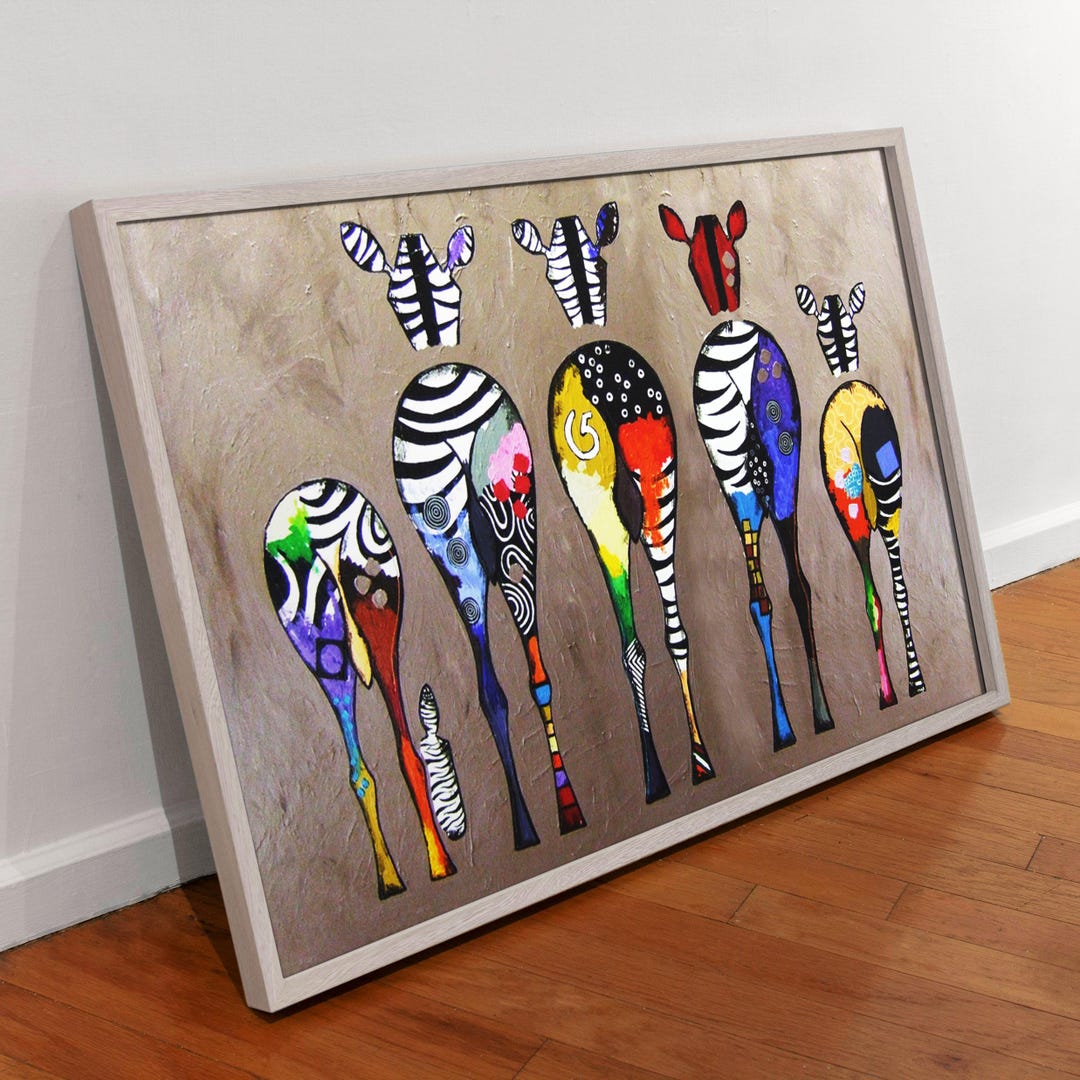 Colorful Zebra Canvas Art Print: Abstract Animal Wall Decor - Etsy