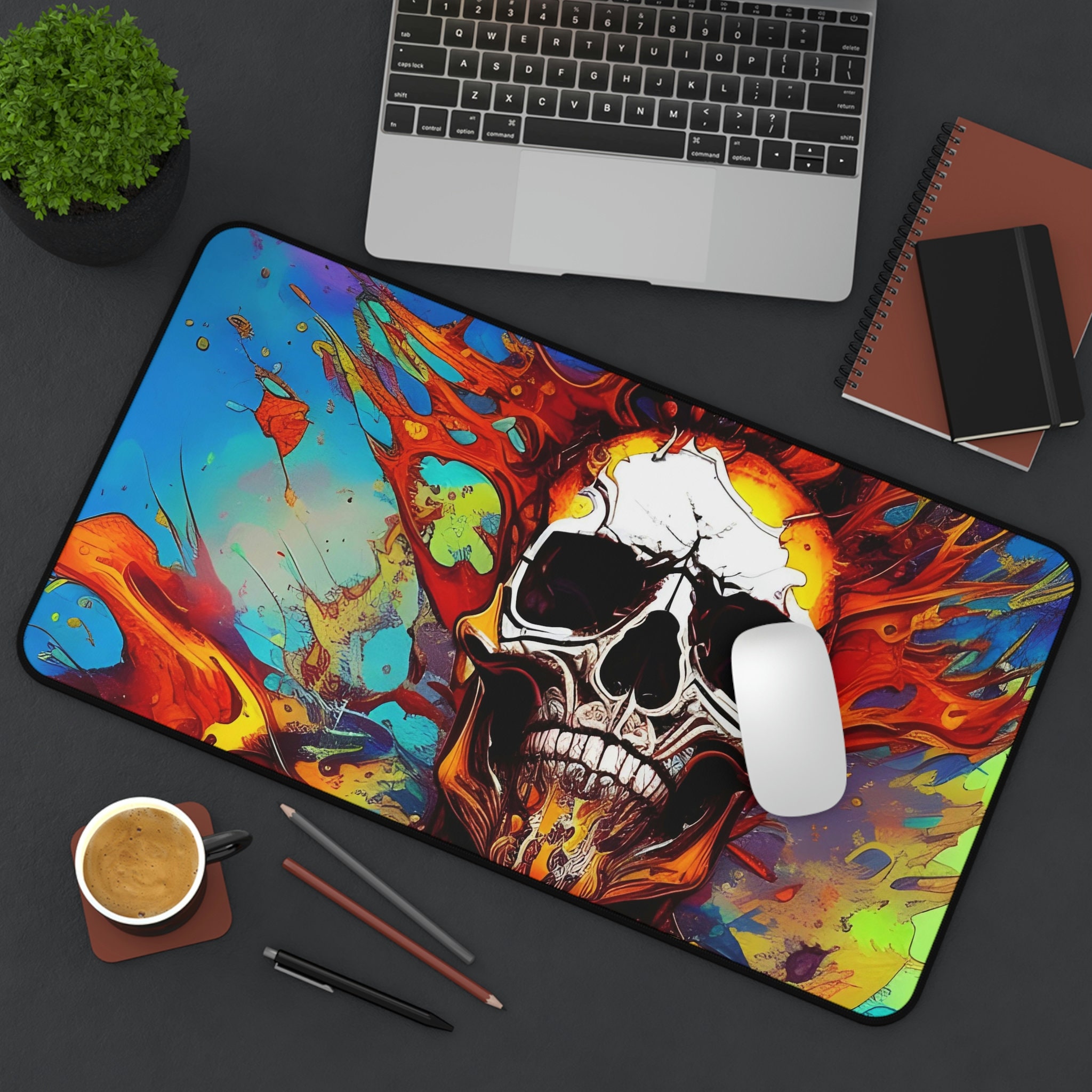 Crazy Skull Desk Mat, Gaming Designed & Sold By Lethal Arlyn