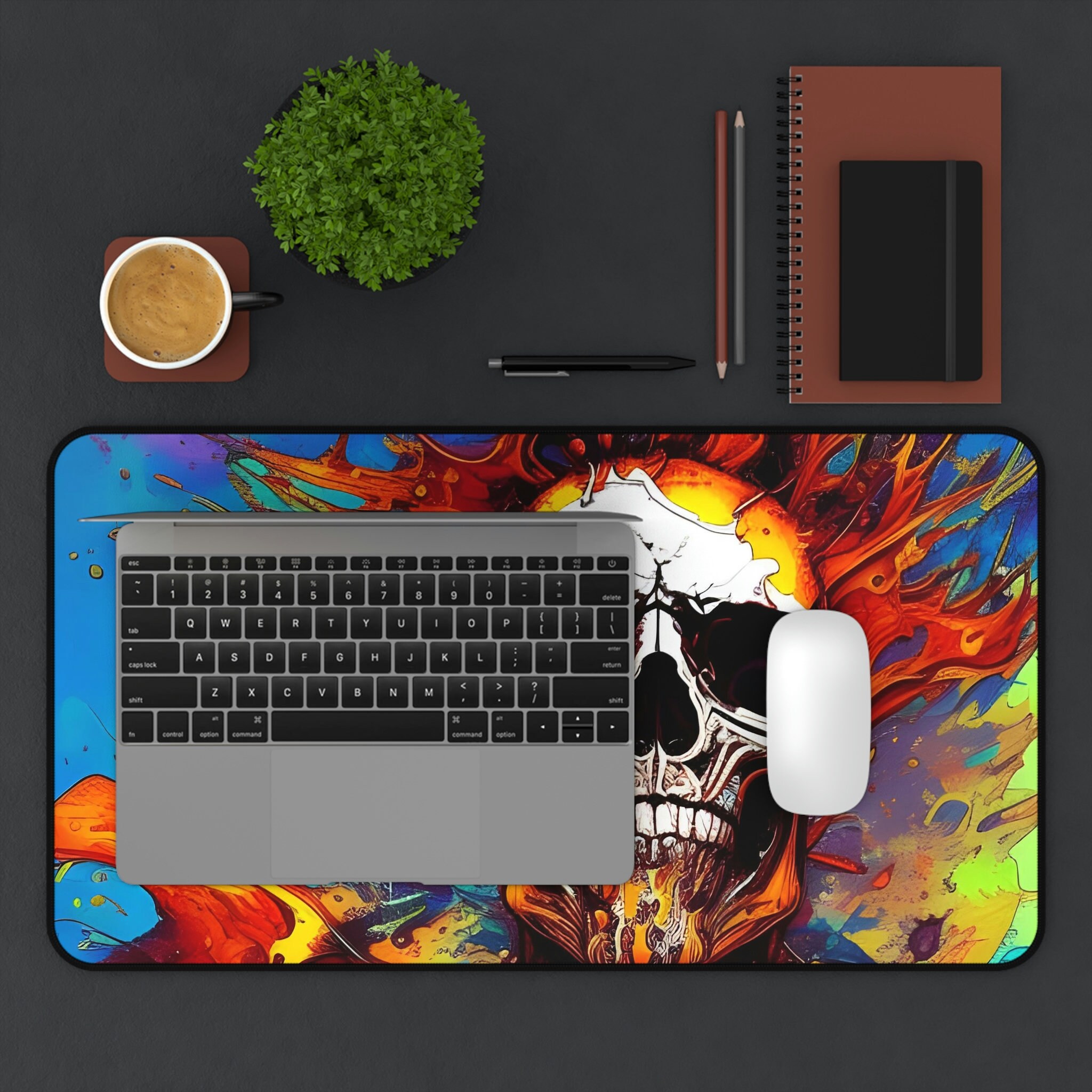 Crazy Skull Desk Mat, Gaming Designed & Sold By Lethal Arlyn