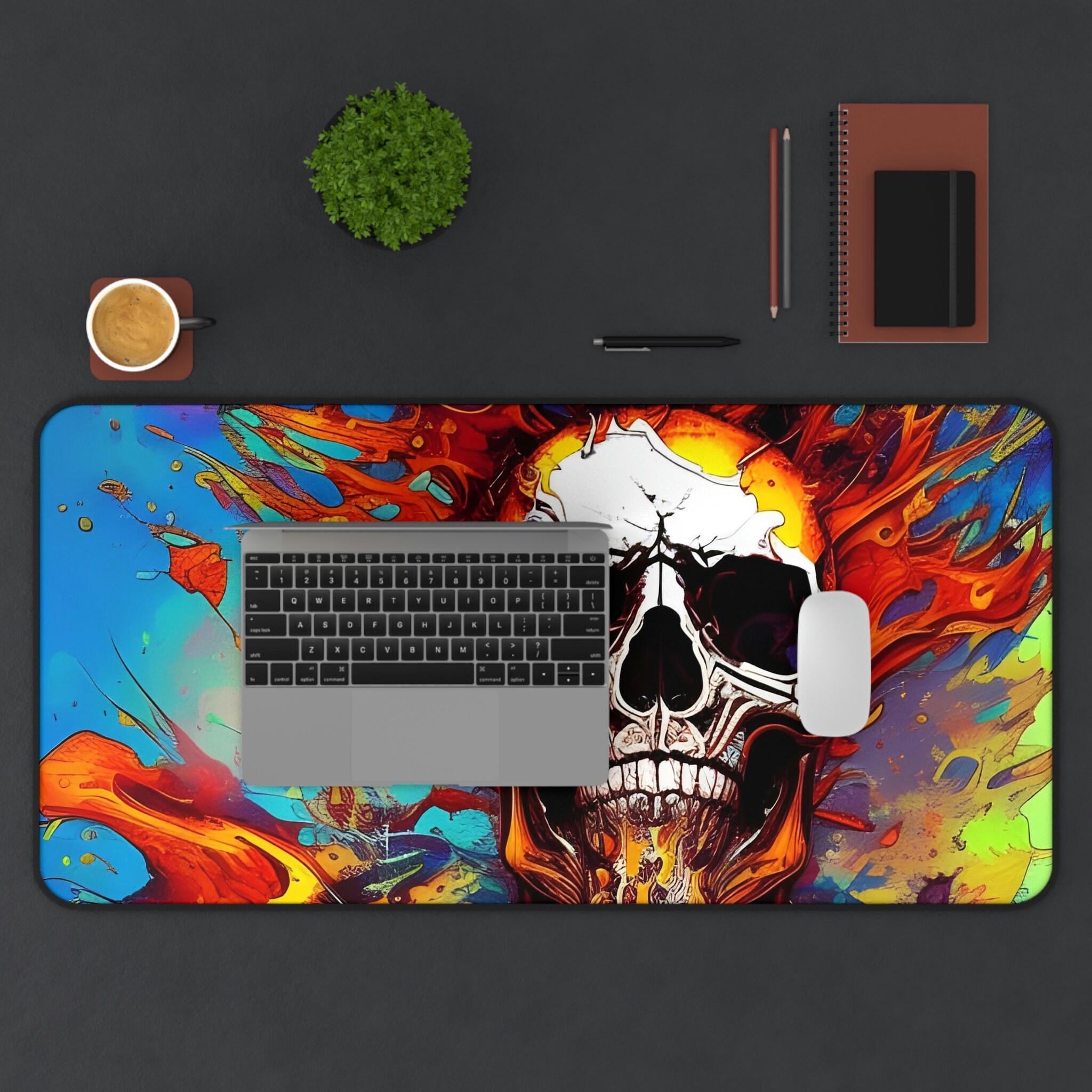 Crazy Skull Desk Mat, Gaming Designed & Sold By Lethal Arlyn