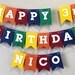 Neon Colors Happy Birthday Banner With Name. Bright Colored Birthday ...