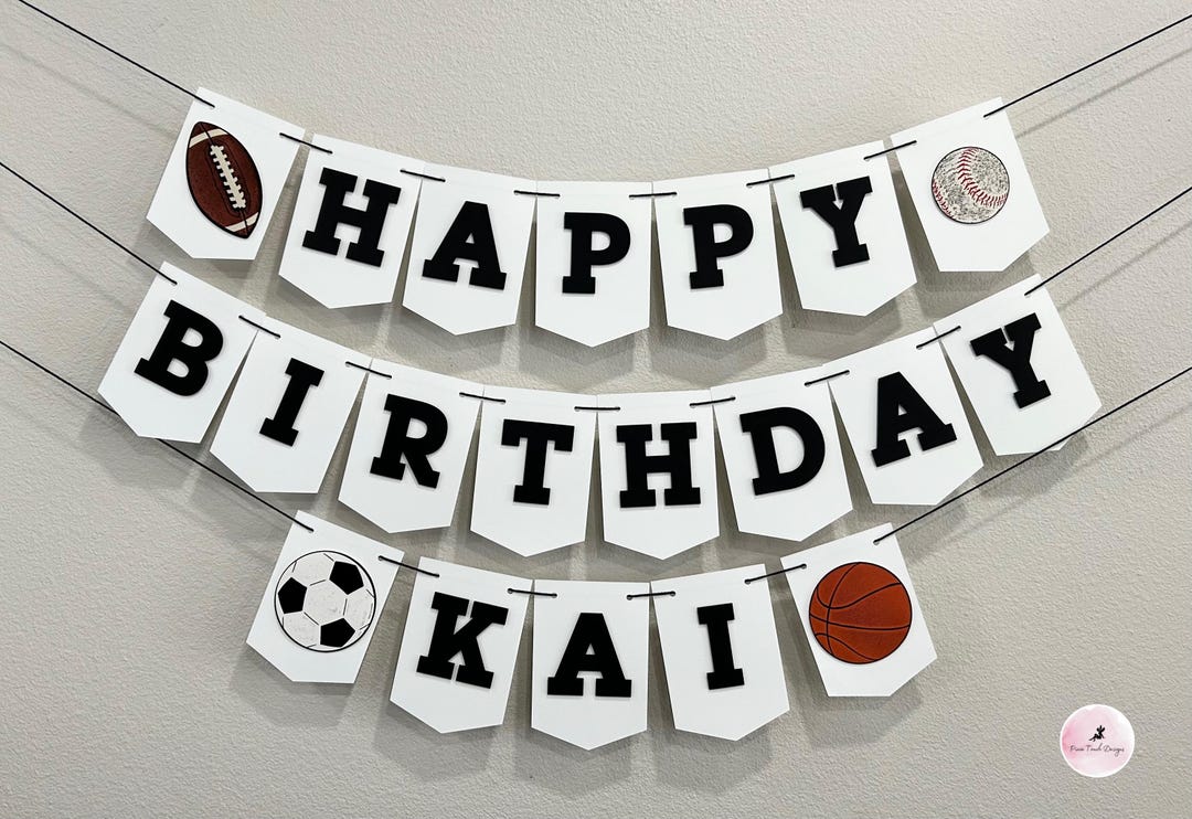 Sports Birthday Banner With Name. Personalized Birthday Banner. Multi ...