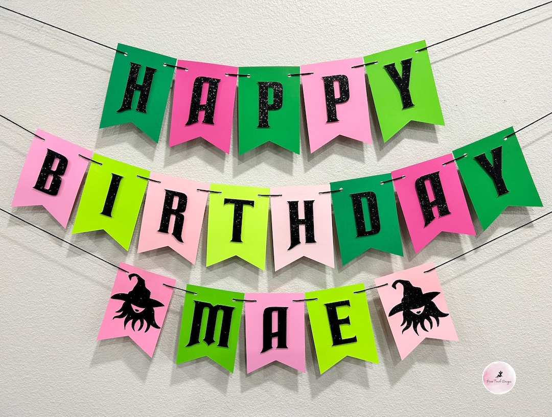 Witch Glitter Birthday Banner With Name. Good Bad Witch Banner ...