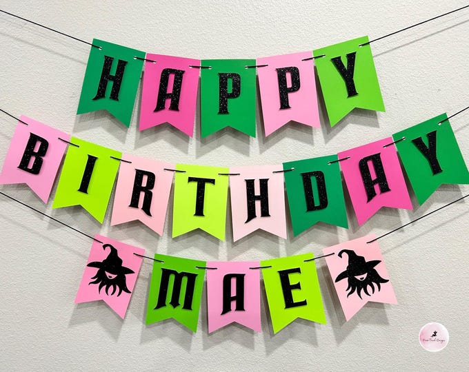 Witch Glitter Birthday Banner With Name, Personalized Good Bad Witch ...