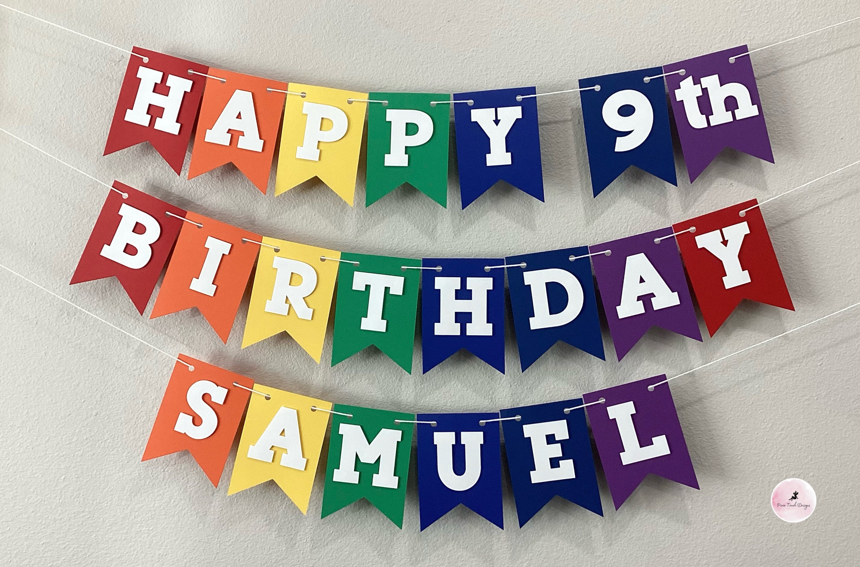 Rainbow Colored Birthday Banner With Name. Multi-colored Birthday ...