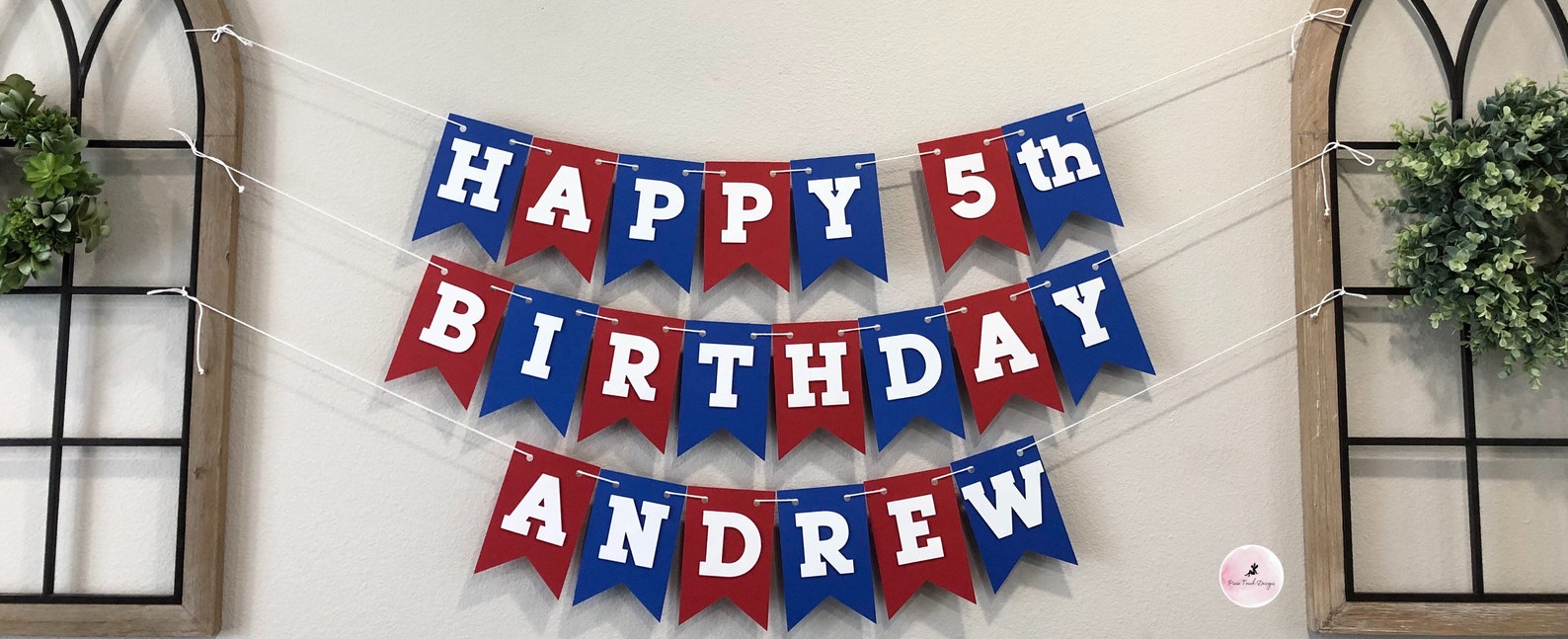 Blue Red White Happy Birthday With Name. Personalized Happy - Etsy