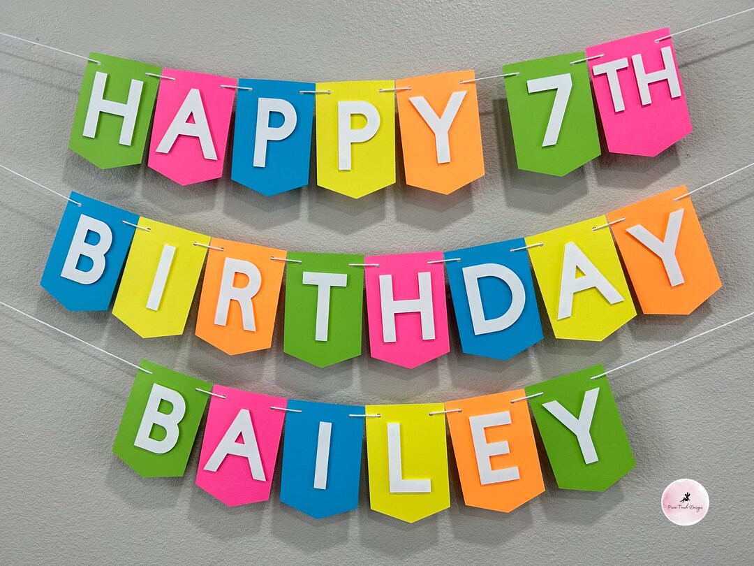 Multi-colored Happy Birthday Banner With Name. Bright Birthday Banner ...