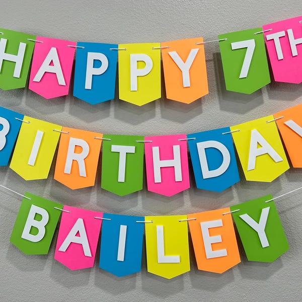 Neon Birthday Banner - Etsy