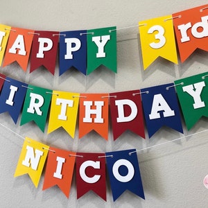 Primary Color Birthday Banner With Name. Multi-colored Birthday Banner ...