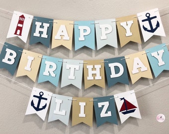Happy Birthday Banner Beach - Etsy