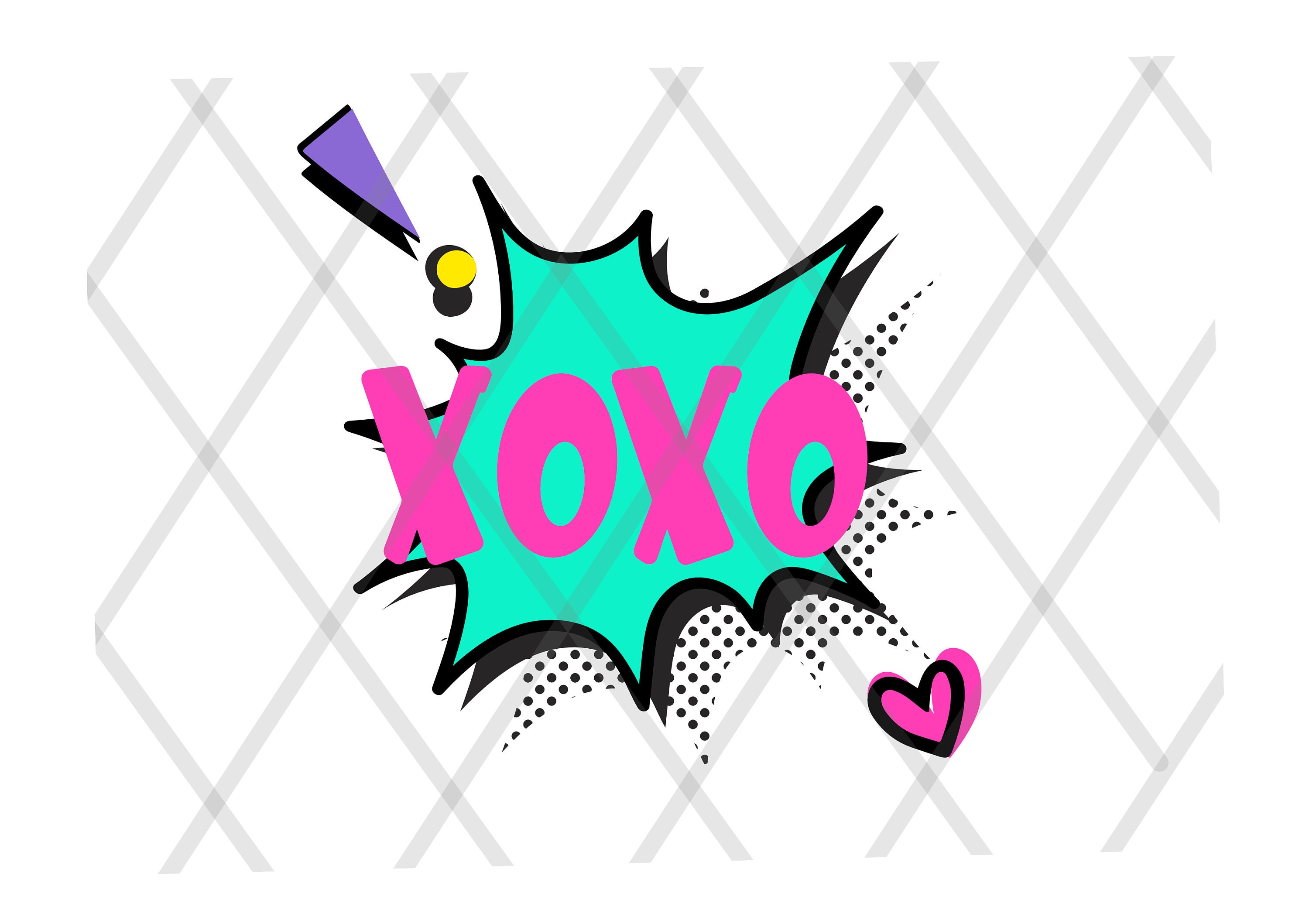 XOXO Pop Art Clipart Valentines PNG Sublimation Digitaldownload ...
