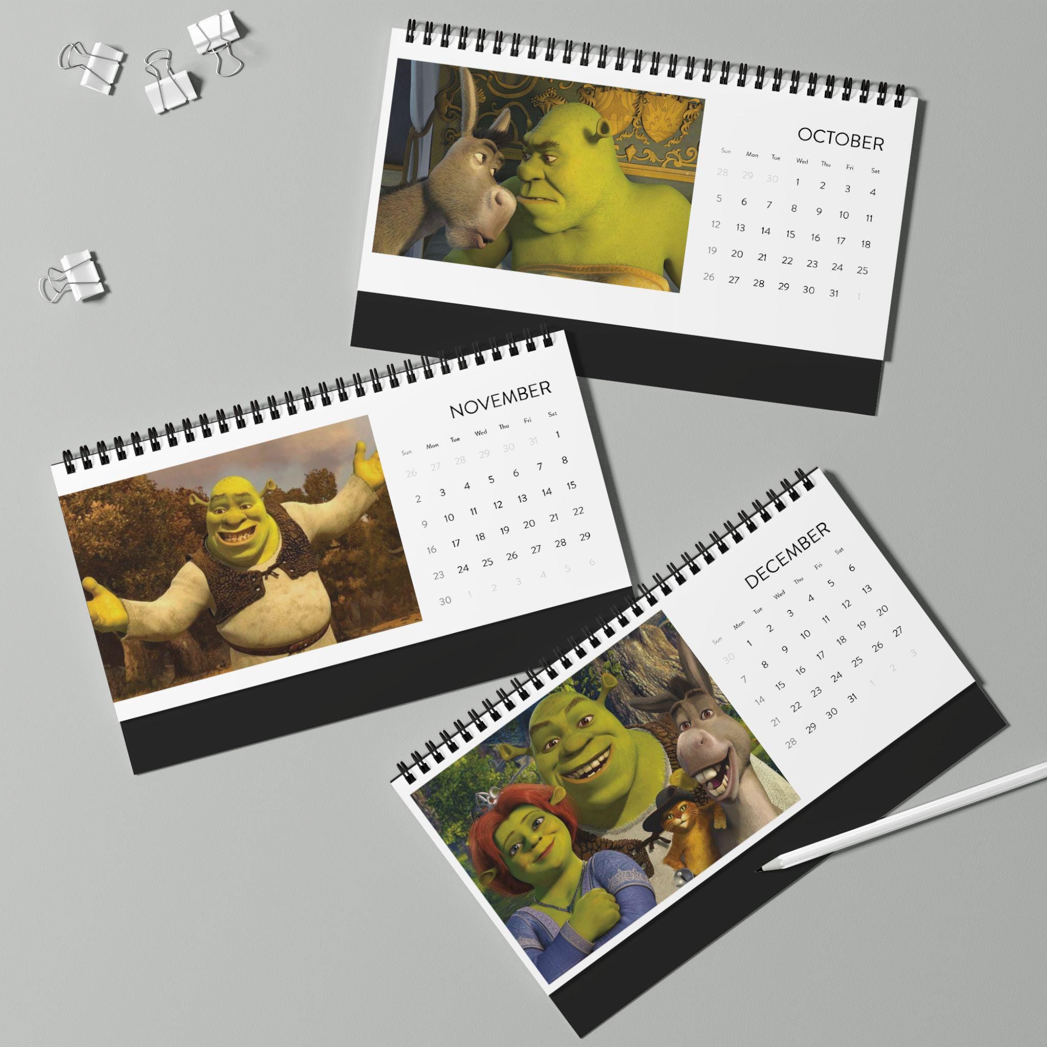 Desktop Calendar Shrek Theme Wall Decor, 2025 Planner, Office Gift ...